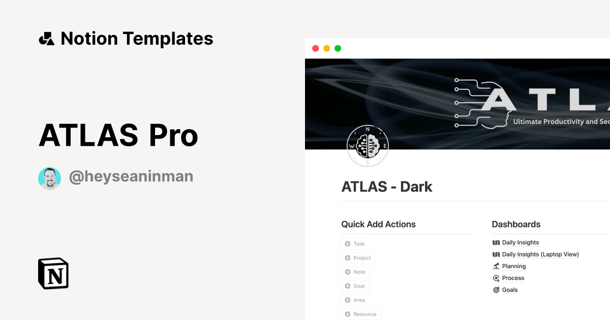 ATLAS Pro Template by Sean Inman | Notion Marketplace