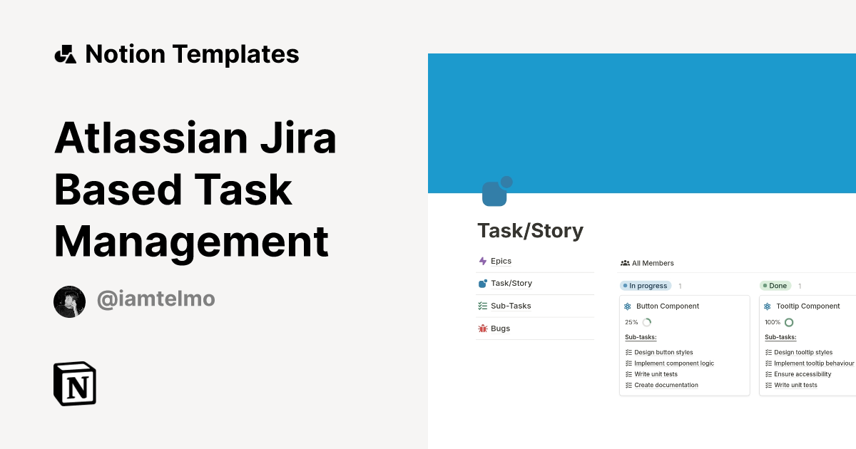 Atlassian Jira Based Task Management Template | Notion Marketplace