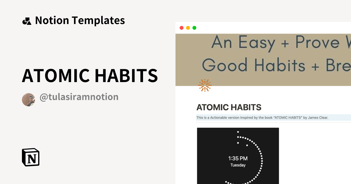 ATOMIC HABITS Template by Tulasi Ram | Notion Marketplace