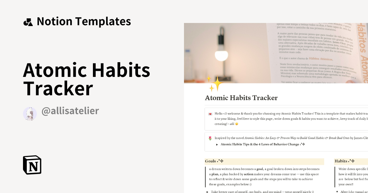 Atomic Habits Tracker Template | Notion Marketplace