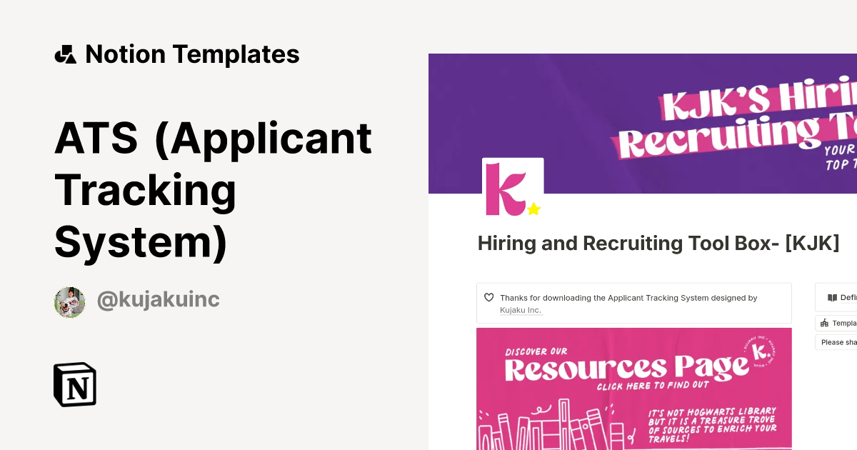 ATS (Applicant Tracking System) Template | Notion Marketplace