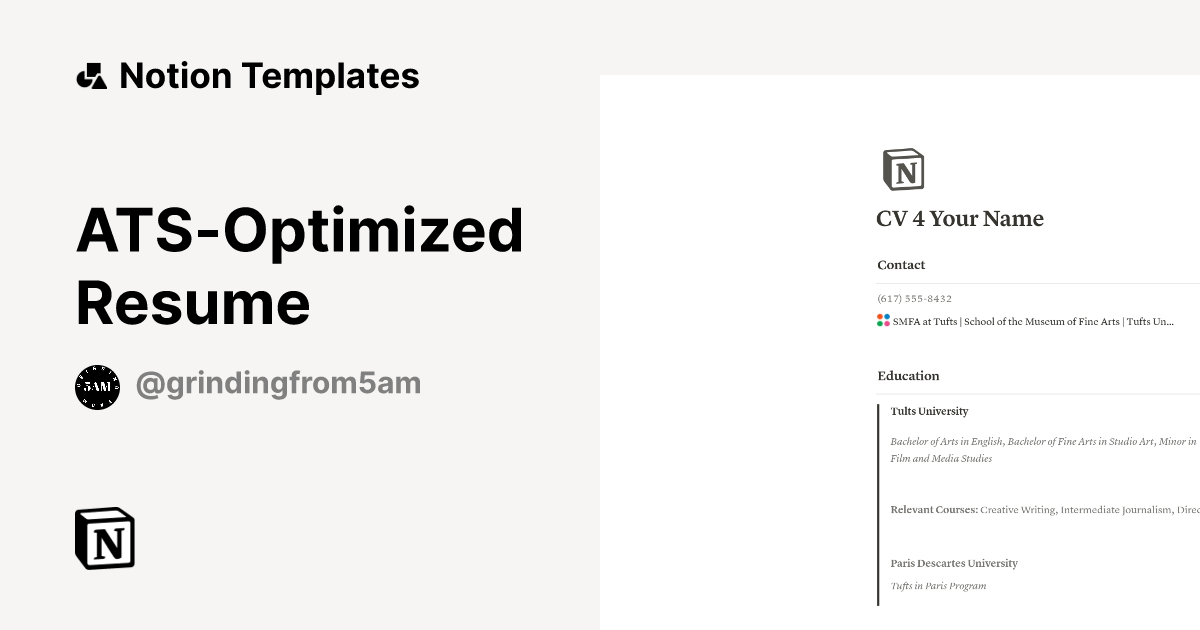 ATS-Optimized Resume Template | Notion Marketplace