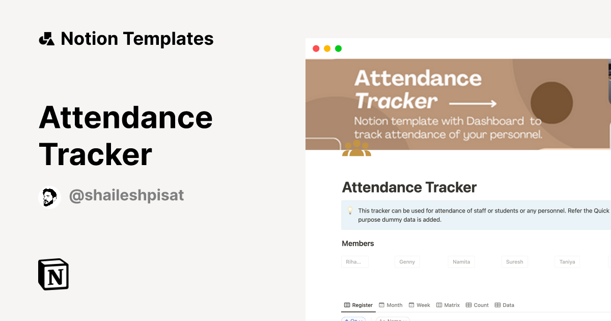 Attendance Tracker Template | Notion Marketplace