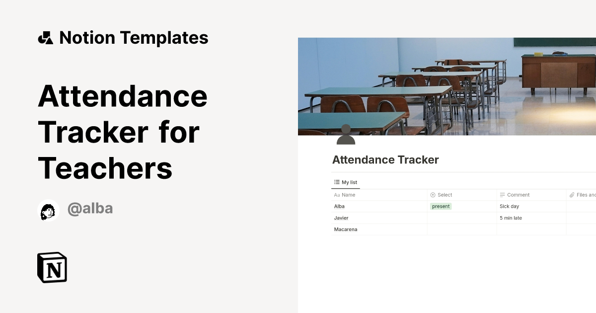 Attendance Tracker for Teachers Template | Notion Marketplace