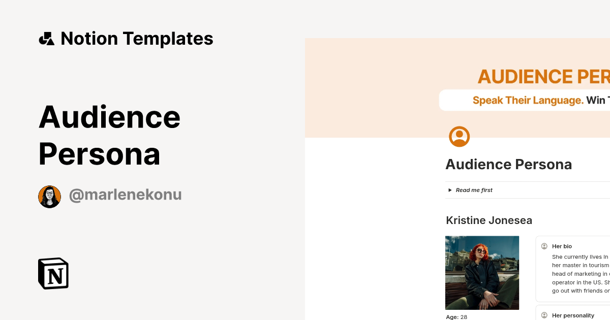 Audience Persona Template | Notion Marketplace