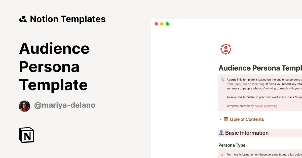 Audience Persona Template Template by Mariya Delano | Notion Marketplace