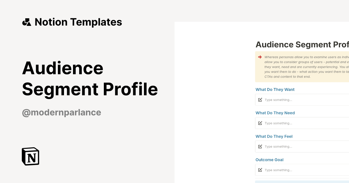 Audience Segment Profile Template | Notion Marketplace