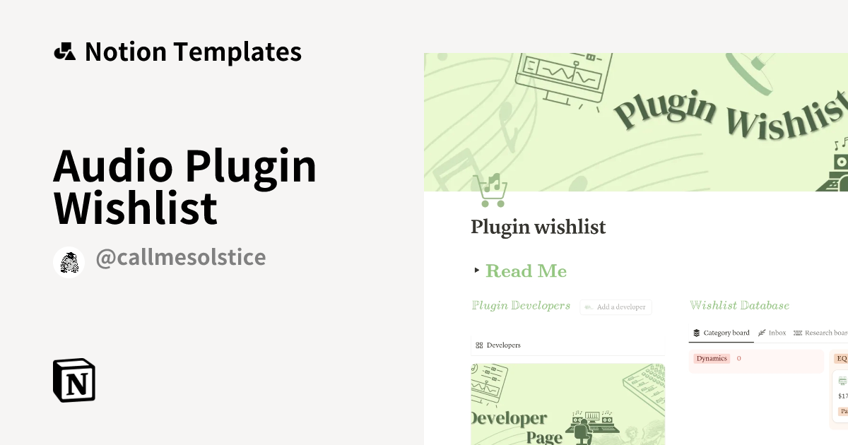 Audio Plugin Wishlist Template by Sol's creator templates | Notion ...