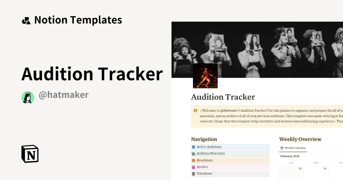 Audition Tracker Template | Notion Marketplace