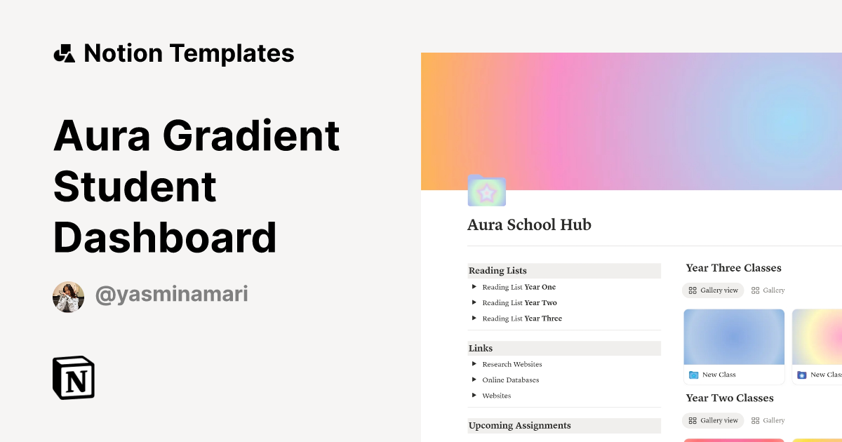 Aura Gradient Student Dashboard Template | Notion Marketplace