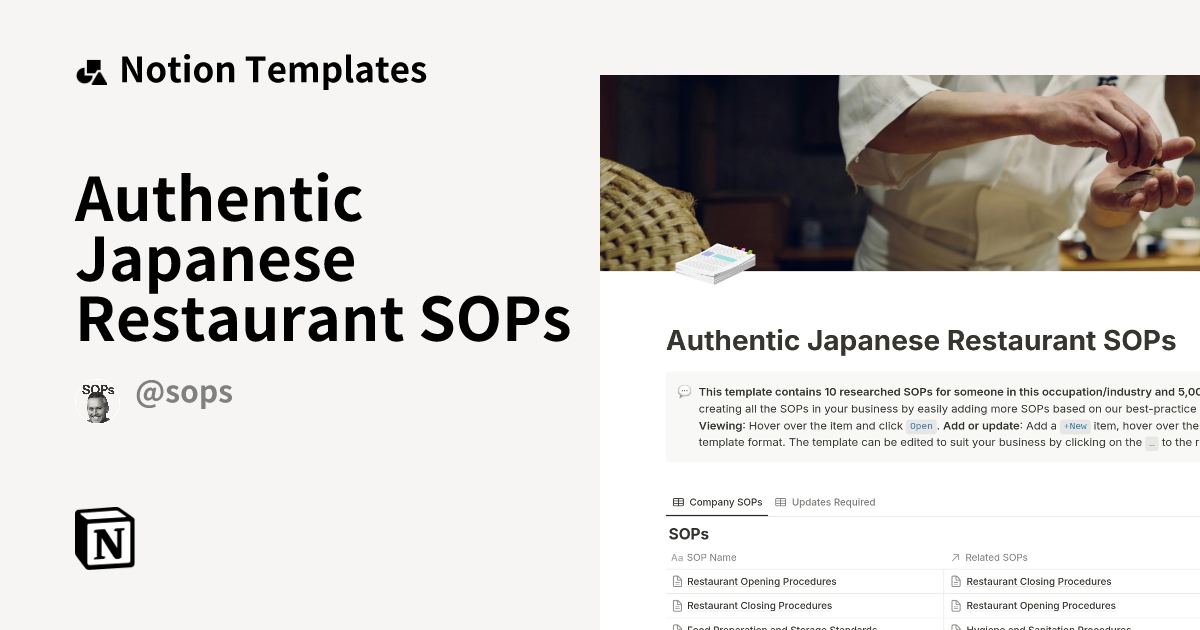 Authentic Japanese Restaurant SOPs Template by SOPs | Notion Marketplace