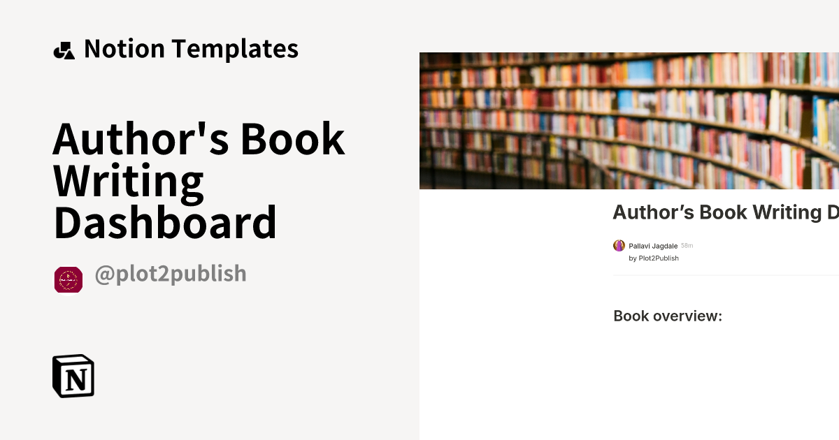 Author's Book Writing Dashboard Template by Plot2Publish | Notion ...