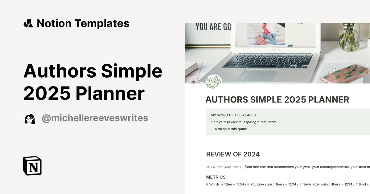 Authors Simple 2025 Planner Template | Notion Marketplace