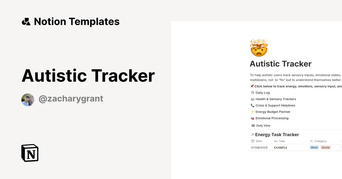 Autistic Tracker Template | Notion Marketplace
