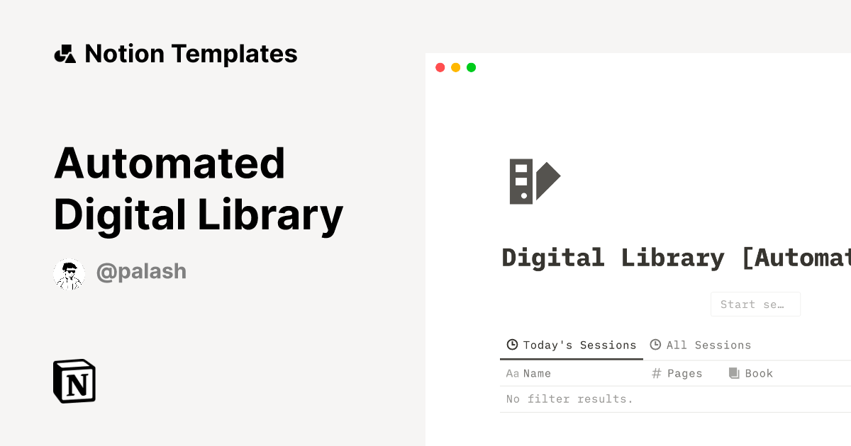 Automated Digital Library Template by Palash Lalwani | Notion Marketplace