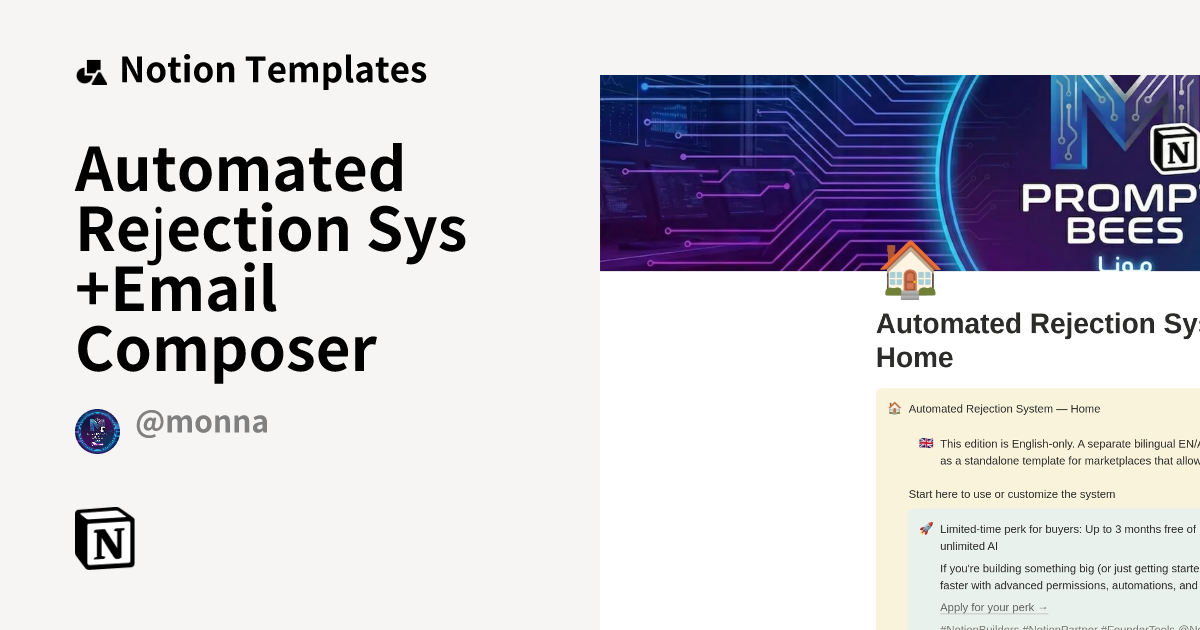 Automated Rejection Sys +Email Composer Template | Notion Marketplace