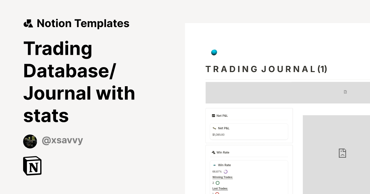 Trading Database/Journal with stats Template by xsavvy | Trading ...