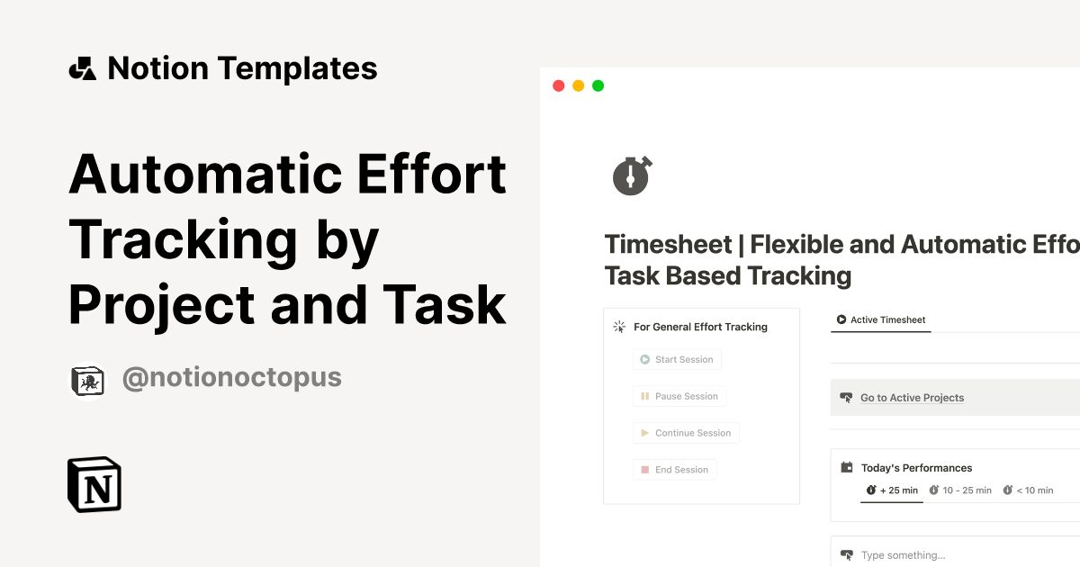 Automatic Effort Tracking by Project and Task Template | Notion Marketplace