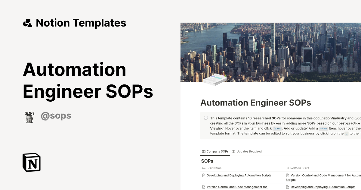 Automation Engineer SOPs Template by SOPs | Notion Marketplace