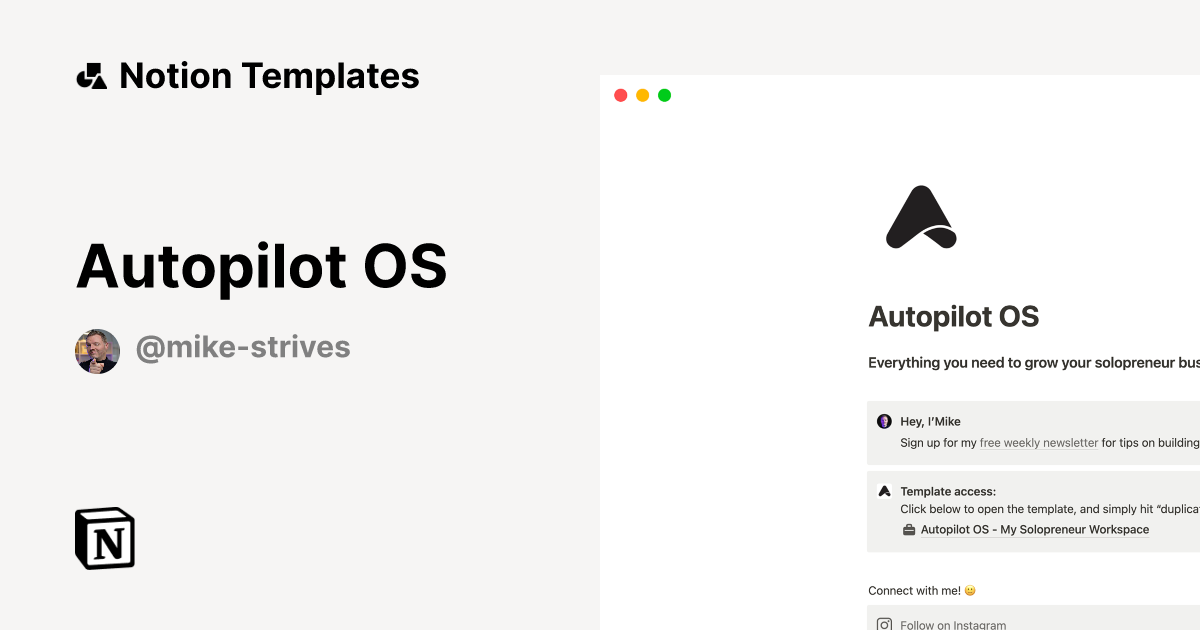 Autopilot OS Template by Mike Strives | Notion Marketplace