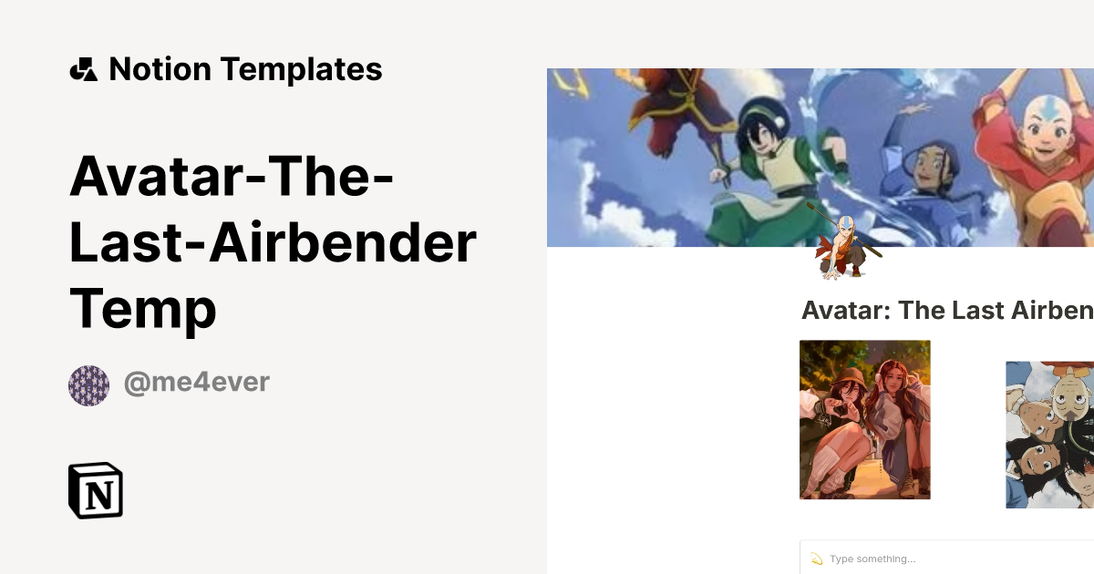 Avatar-The-Last-Airbender Temp Template | Notion Marketplace