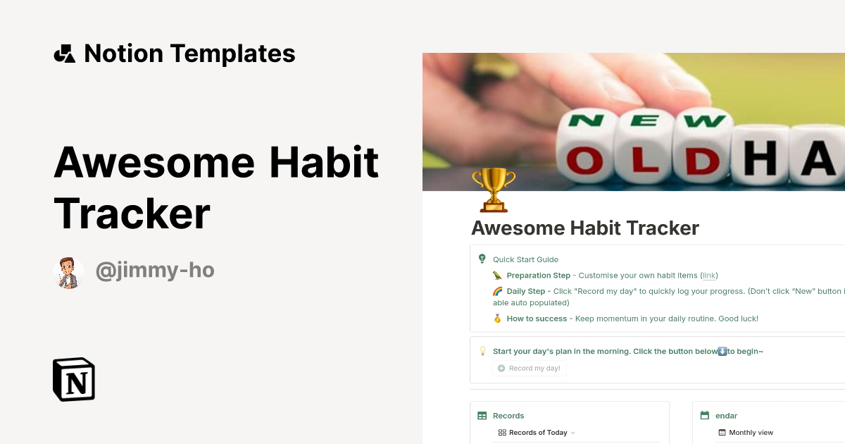 Awesome Habit Tracker Template | Notion Marketplace