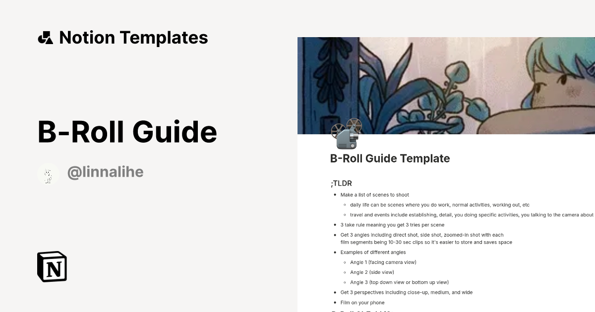 B-Roll Guide Template by Linna | Notion Marketplace