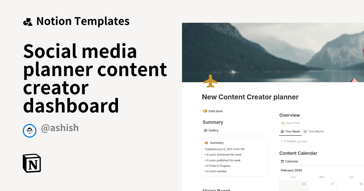 Social media planner content creator dashboard Template by ashish ...