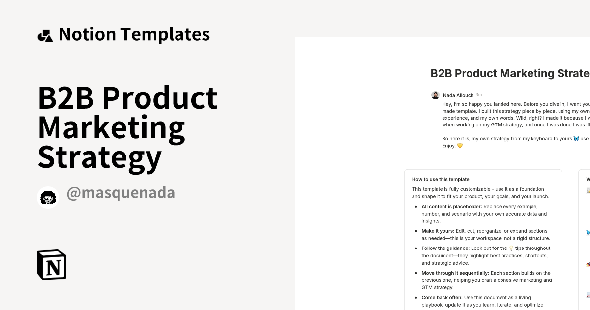 B2B Product Marketing Strategy Template | Notion Marketplace