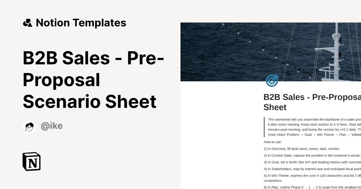 B2B Sales - Pre-Proposal Scenario Sheet Template by ike | Notion ...