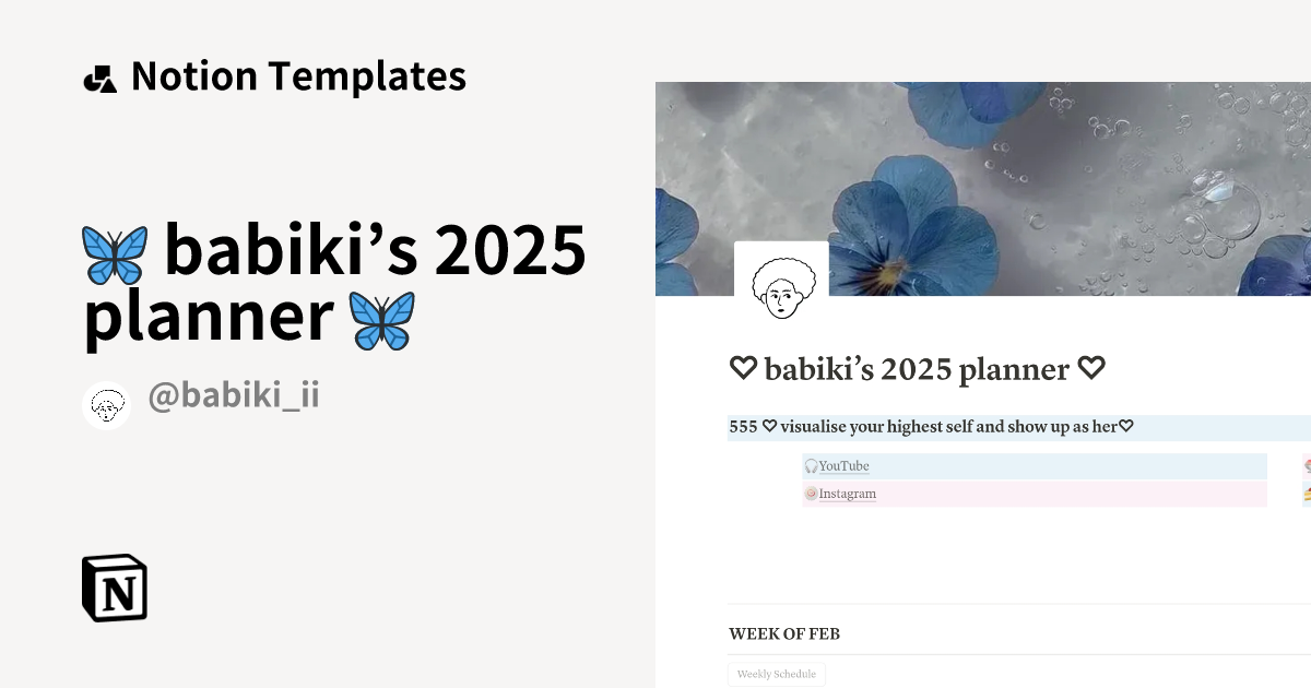 🦋 babiki’s 2025 planner 🦋 Template by babiki | Notion Marketplace