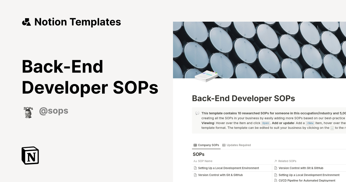 Back-End Developer SOPs Template by SOPs | Notion Marketplace