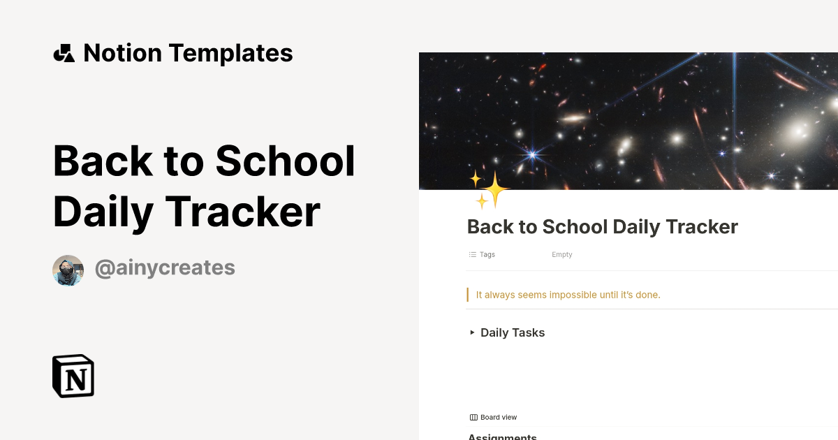 Back to School Daily Tracker Template by Qurrat Ul Ain | Notion Marketplace