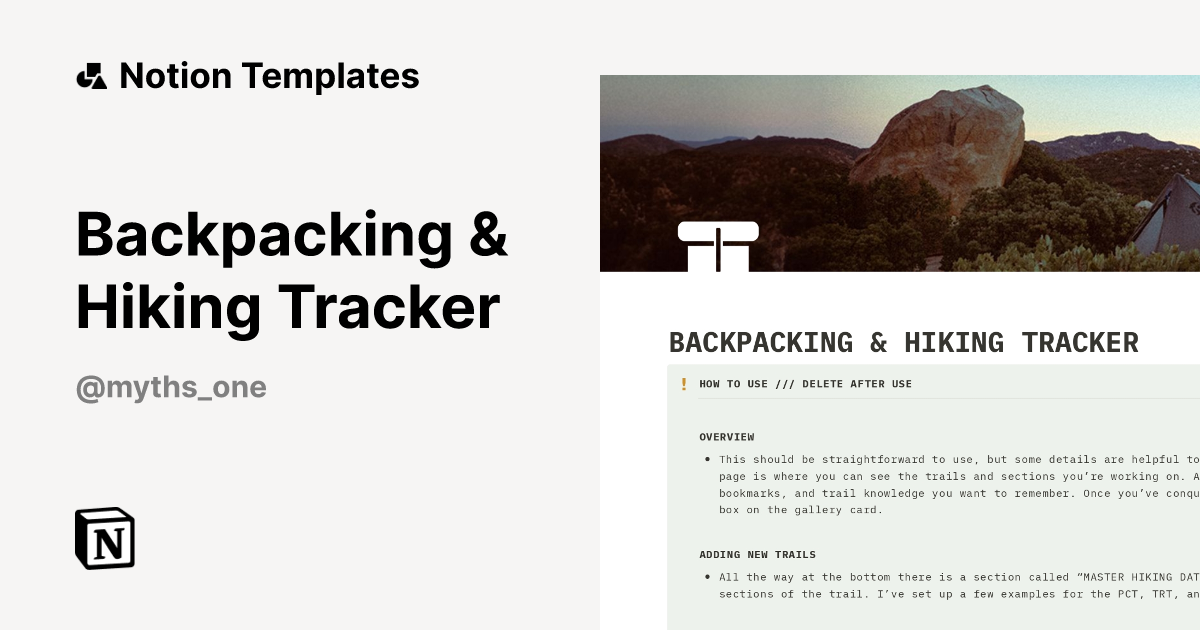 Backpacking & Hiking Tracker Template | Notion Marketplace