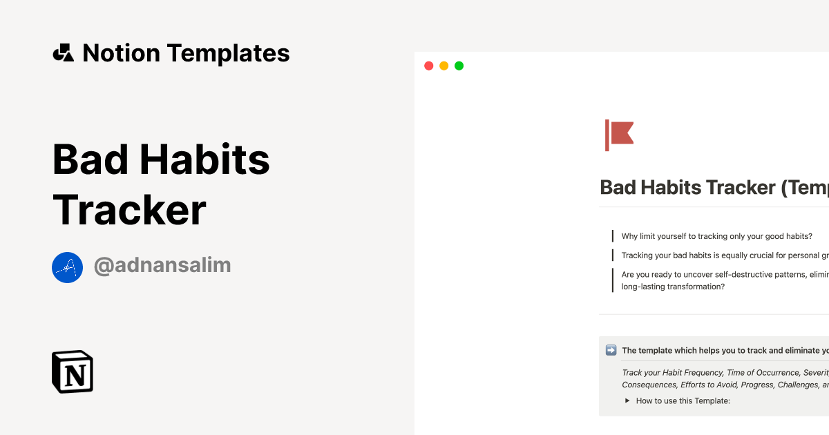 Bad Habits Tracker Template | Notion Marketplace