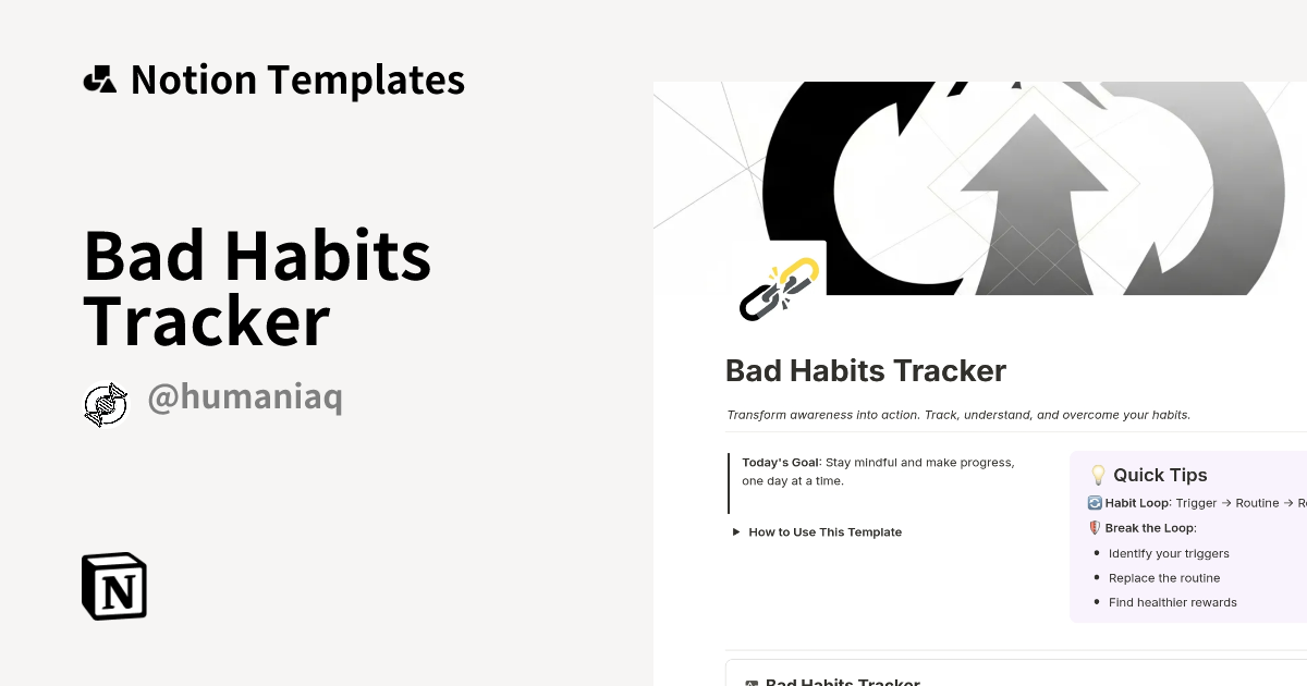 Bad Habits Tracker Template by Humaniaq | Notion Marketplace