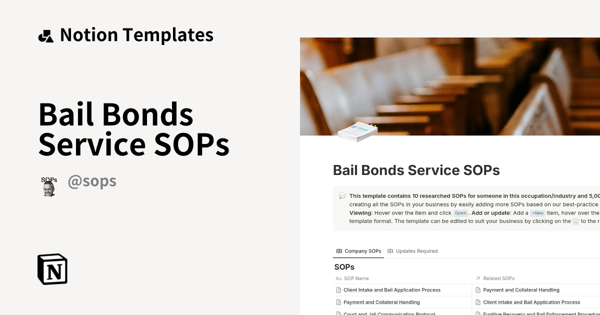 Bail Bonds Service SOPs Template by SOPs | Notion Marketplace