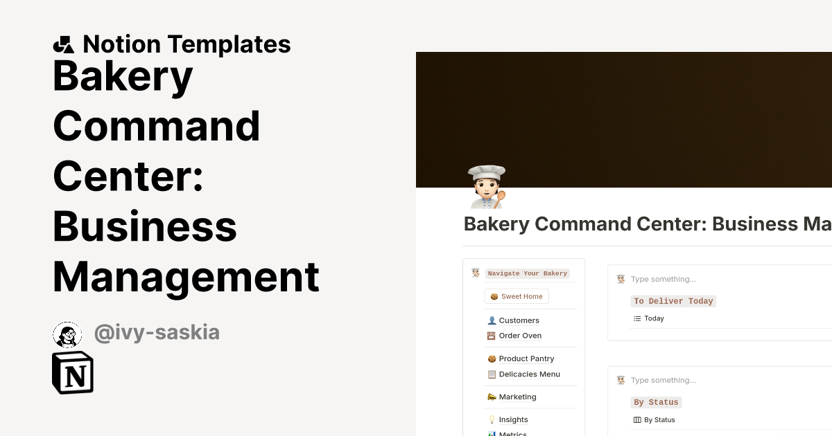 Bakery Command Center: Business Management Template by Ivy Saskia | Notion Marketplace