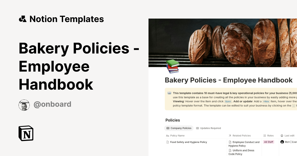 Bakery Policies - Employee Handbook Template | Notion Marketplace