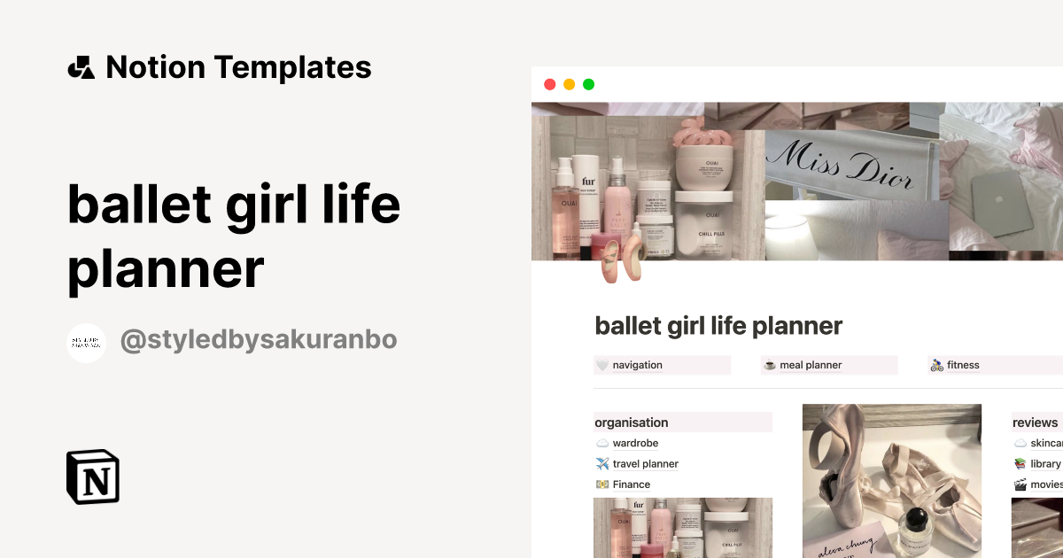 ballet girl life planner Template by Styled by Sakuranbo | Notion ...