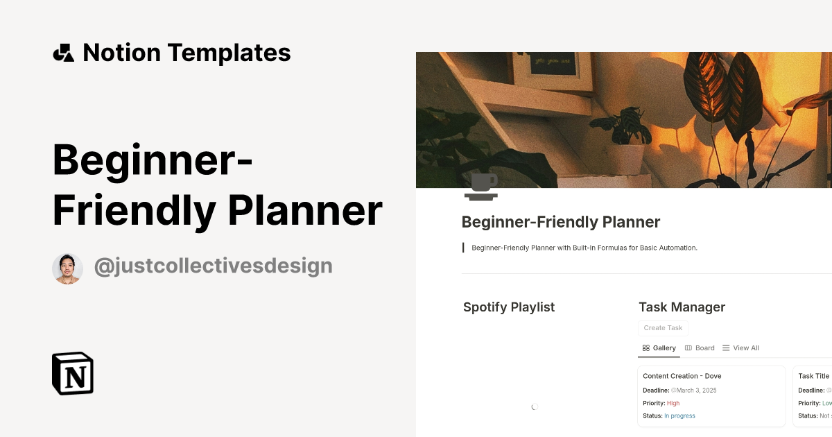 Beginner-Friendly Planner Template | Notion Marketplace