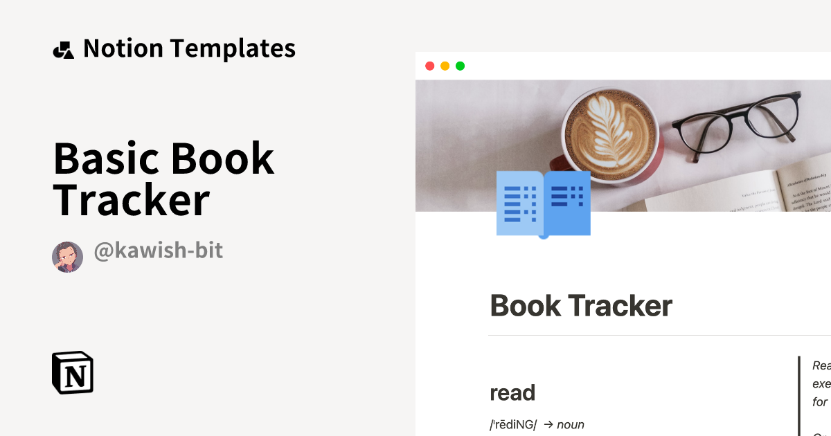Basic Book Tracker Template by Kawish Bit | Notion Marketplace
