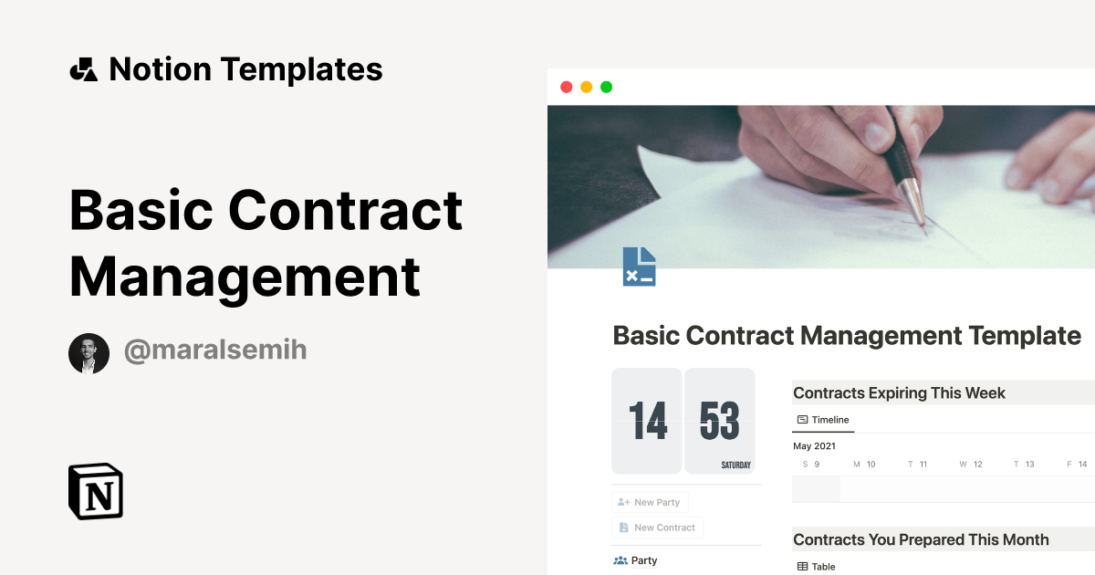 Basic Contract Management Template | Notion Marketplace