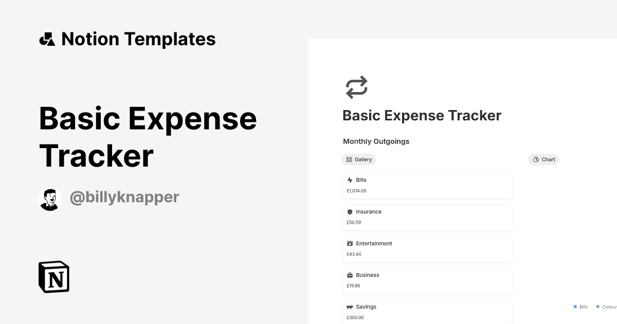 Basic Expense Tracker Template by Billy Knapper | Notion Marketplace
