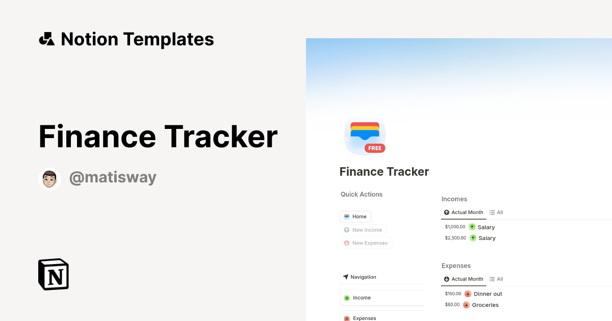 Finance Tracker Template | Notion Marketplace