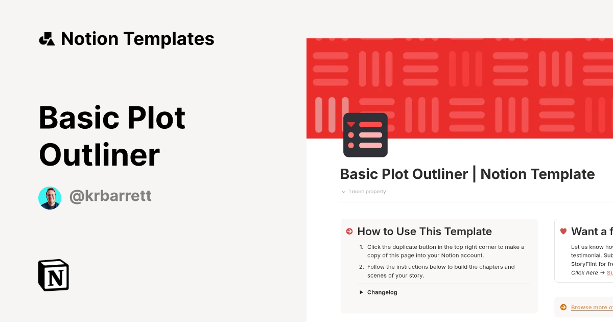Basic Plot Outliner Template by Kevin Barrett | Notion Marketplace