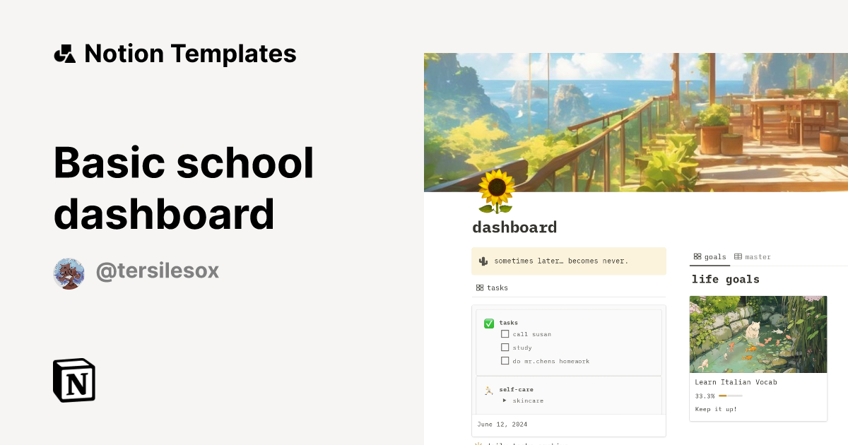 Basic school dashboard Template | Notion Marketplace