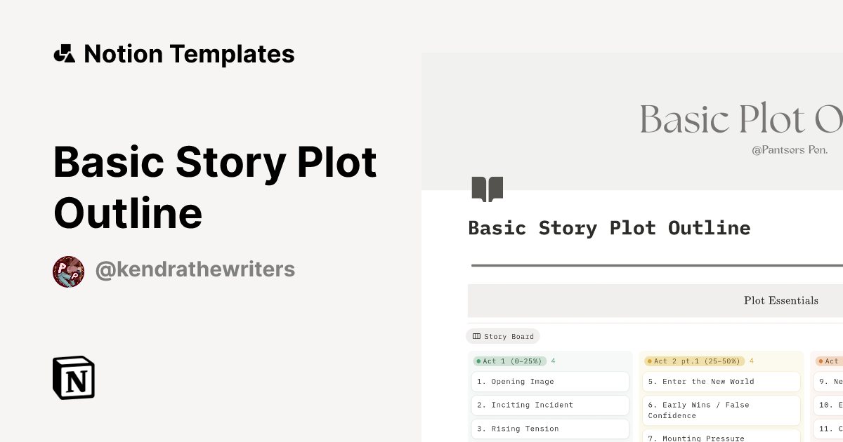 Basic Story Plot Outline Template | Notion Marketplace