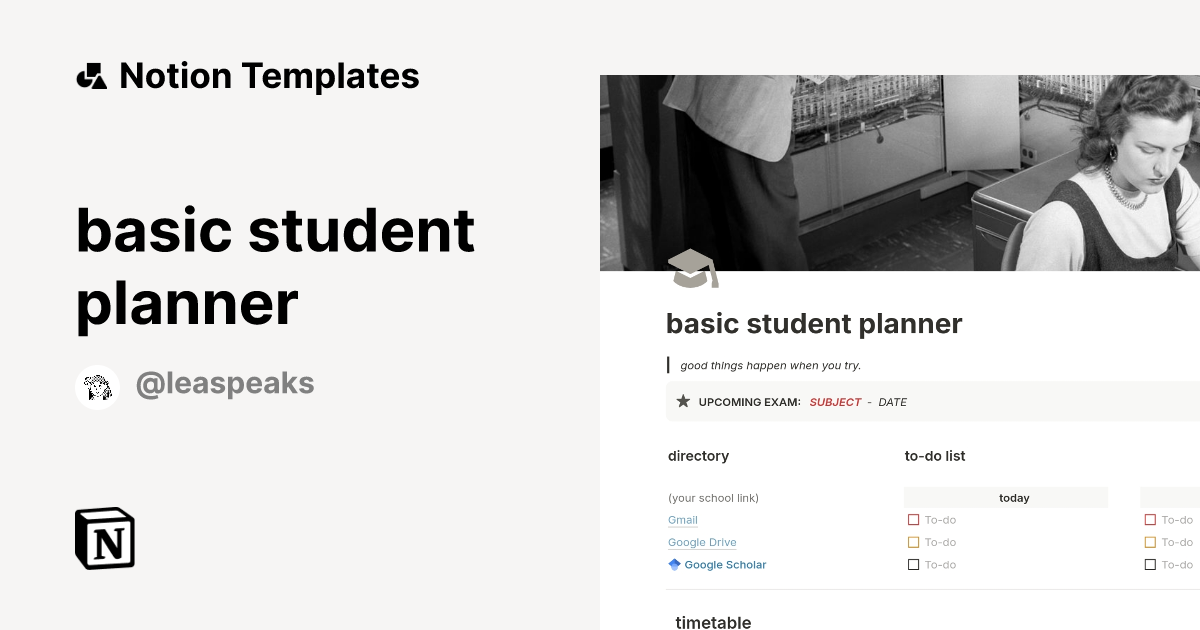 basic student planner Template | Notion Marketplace