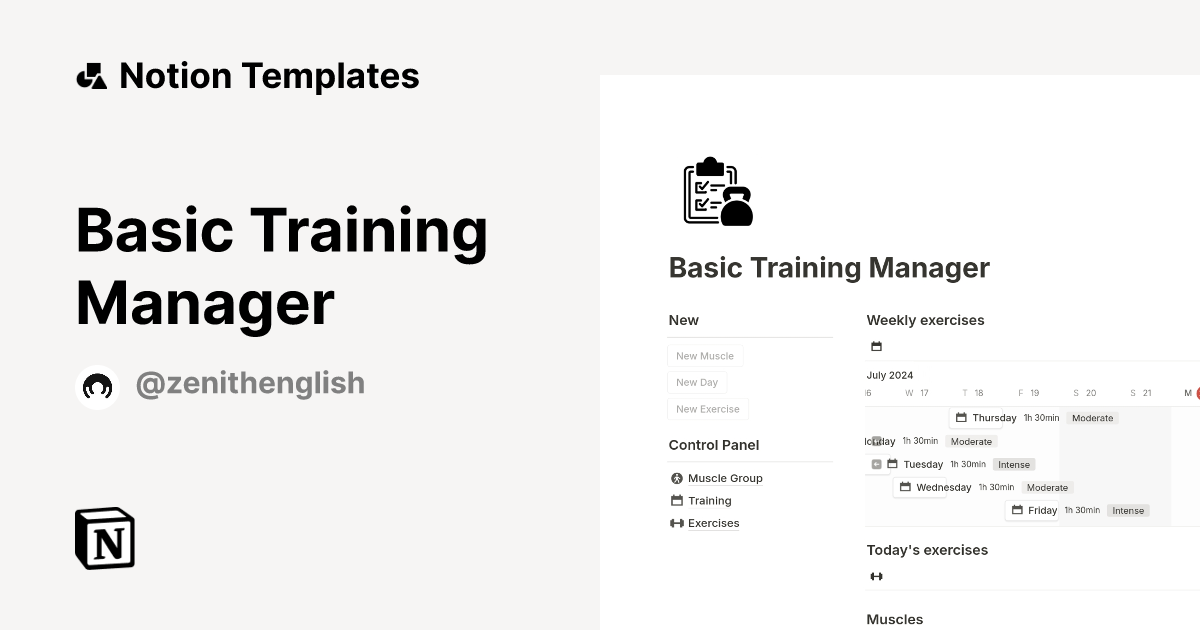 Basic Training Manager Template | Notion Marketplace